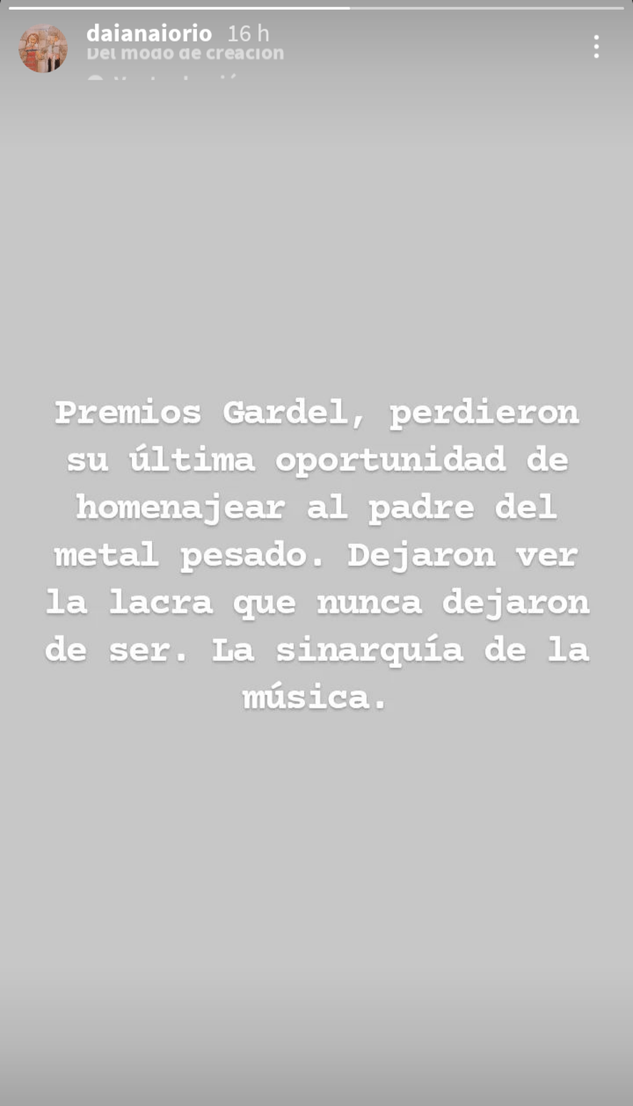 Los Premios Gardel no homenajearon a Ricardo Iorio y su hija se expresó ...