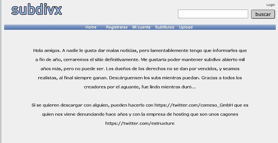 Cierra Subdivx, la reconocida página de subtítulos para series y ...