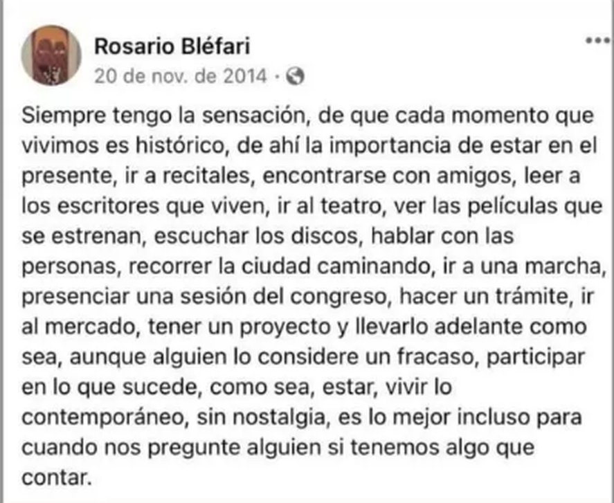 Continúan los homenajes a Rosario Bléfari, la artista que trasciende ...